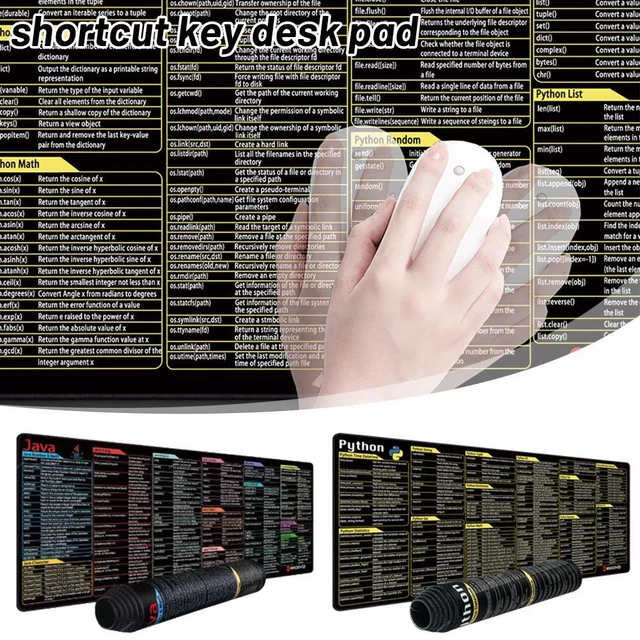 PYTHON PROGRAMING MOUSE Pad Large Shortcuts Cheat Sheet Keyboard ...