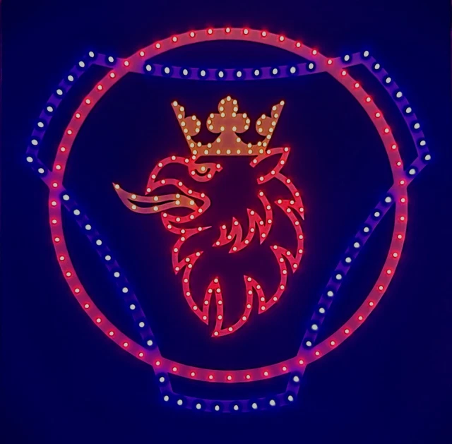 SCANIA TRUCK / LORRY LED LOGO LIGHT BOARD CABIN LED SIGN 50x50cm + FREE ...