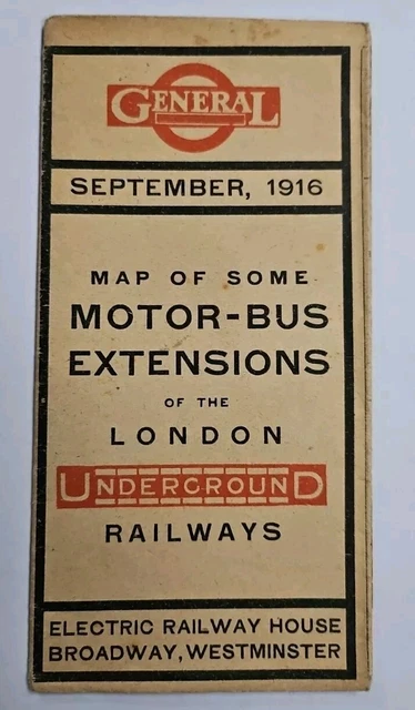 LONDON UNDERGROUND RAILWAY Map Of Some Motor Bus Extensions Sept 1916 £ ...