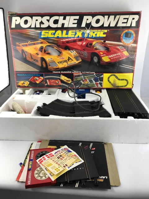 VINTAGE SCALEXTRIC PORSCHE Power Racing set C540 Boxed Tested CAR ...