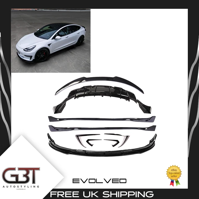 FOR TESLA MODEL 3 Bodykit Body Kit Front Lip Diffuser Side Skirt Gloss ...