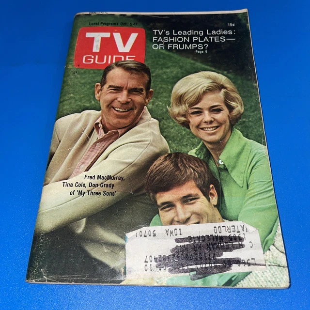 TV GUIDE FRED MacMurray, Tina Cole, Don Grady Oct 5 1968 W/ Label: Iowa ...