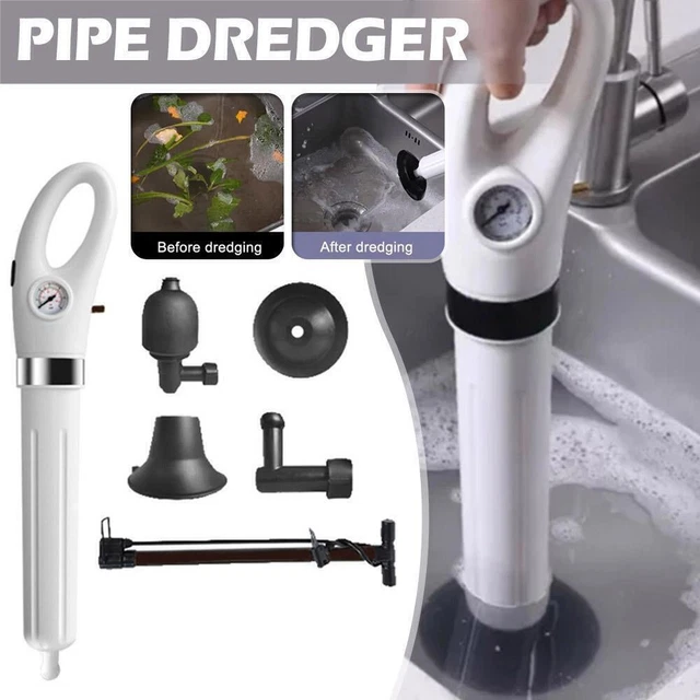 HIGH PRESSURE TOILET Plunger Kit Clogged Pipe Shower Air Drain Blaster ...