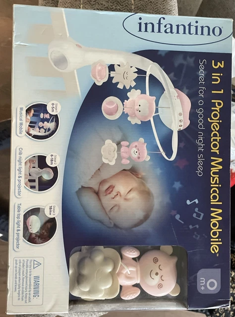 INFANTINO PROJECTOR MUSICAL Mobile 3-in-1 Cot Crib Music Sounds Lights ...