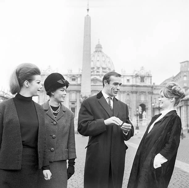 SCOTTISH ACTOR SEAN Connery visiting Rome with the actresses Evann- Old ...