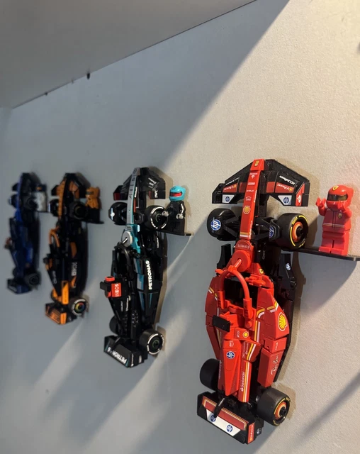WALL MOUNT DISPLAY for Lego F1 Speed Champions Minifigures & Cars. Twin ...