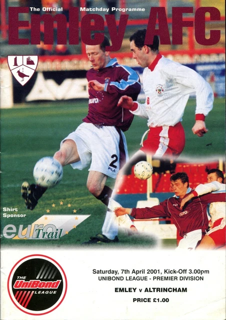 EMLEY V ALTRINCHAM 07/04/01 Northern Premier Division £2.80 - PicClick UK