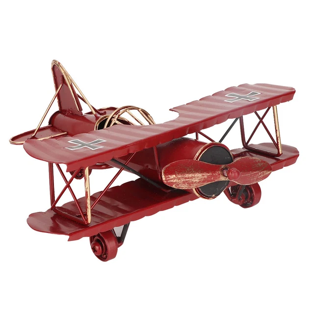 VINTAGE AIRPLANE MODEL Wrought Iron Aircraft Biplane For Desktop Decor ...