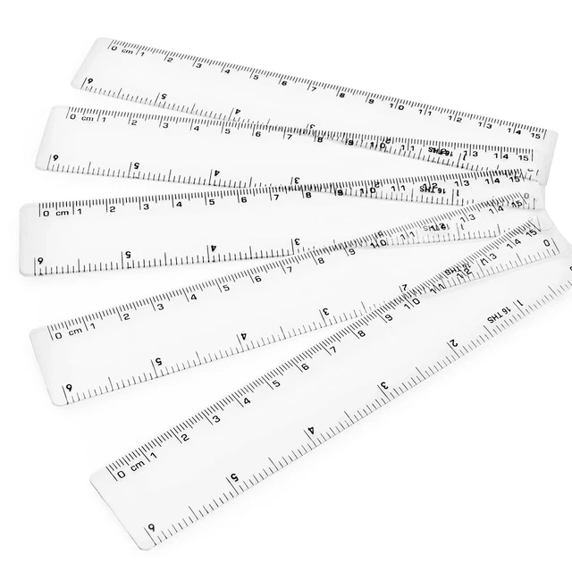 6& RULER CLEAR 6 Inch Small Measuring Rulers for School Home Office ...