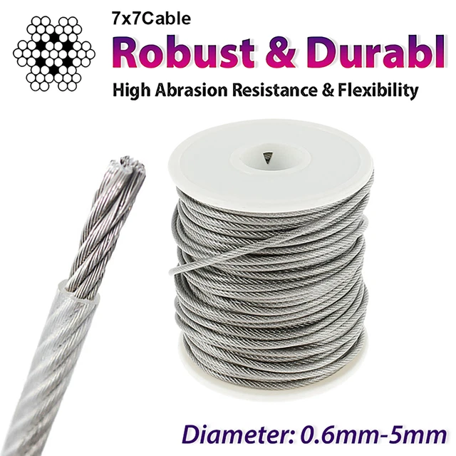 STEEL WIRE ROPE Metal Cable Rigging 7x7 PVC Plastic COATED Diameter 0 ...