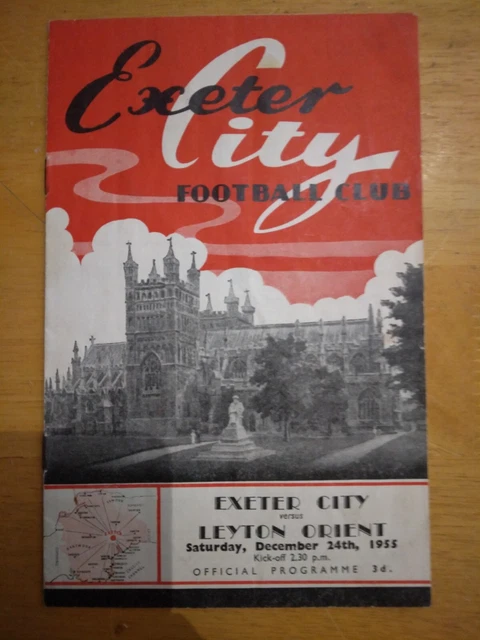 EXETER CITY VS Leyton Orient. 24/12/1955. Division 3 South. Exc cond ...