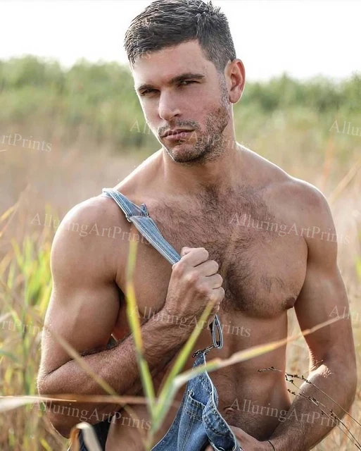 Male Model Print Muscular Handsome Beefcake Shirtless Hunk Hot Hairy
