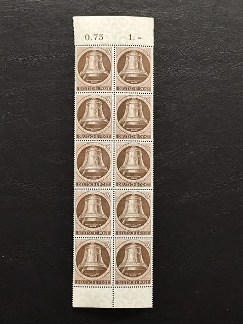 BERLIN MINR. 75 Freiheitsglocke (Klöppel links) 5 Pf. postfrisch, 10er ...
