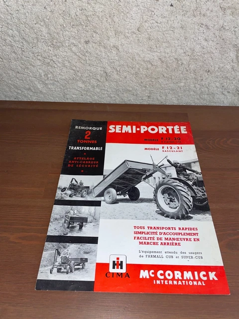 BROCHURE PROSPEKT PROSPECTUS REMORQUE MC CORMICK-IH tracteur-deering-john deere EUR 5,99 ...