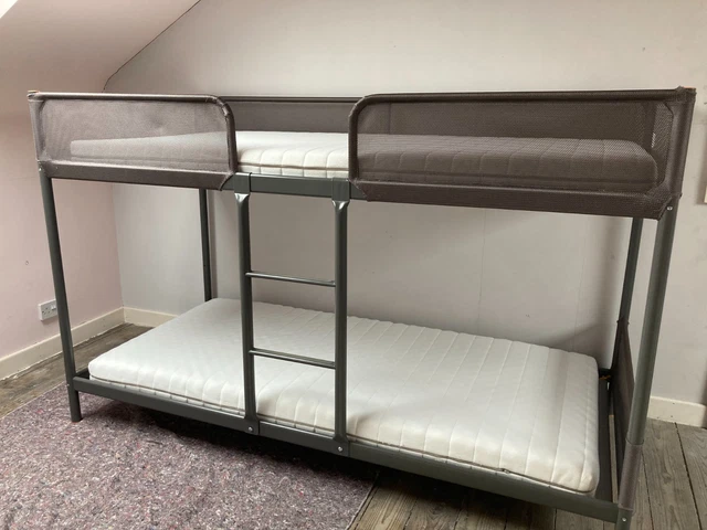USED IKEA GREY metal frame bunk beds with mesh surround - no mattresses ...