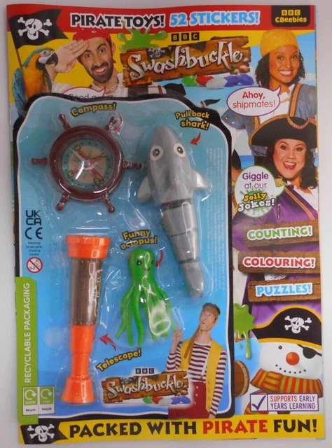 BBC CBEEBIES SWASHBUCKLE magazine #20 2023 Stories, 52 Stickers ...