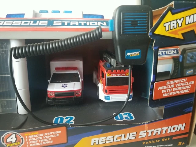 ADVENTURE FORCE RESCUE Station Toy Fire Police Station 3 Vehicle ...