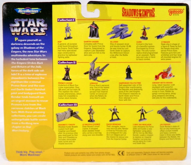 MICRO MACHINES STAR Wars Sombras Del Imperio II Set Palpatine Virago ...