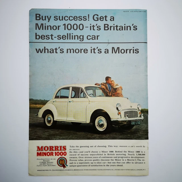 MORRIS MINOR 1000 Original Motor Advert Vintage 1965 Man Cave £5.50 ...