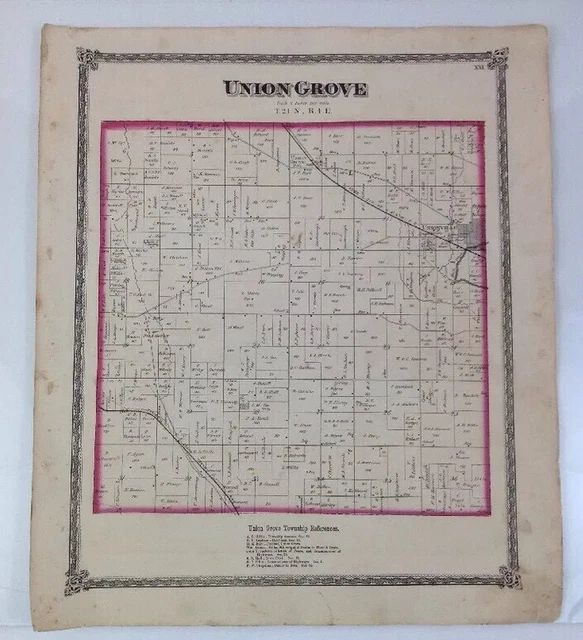 ANTIQUE 1874 MAP of Union Grove County Illinois - by Warner & Beers ...