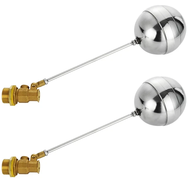 2 PACK FLOAT Valve for Water Tank Stainless Steel Float Ball Valve 3/4 ...