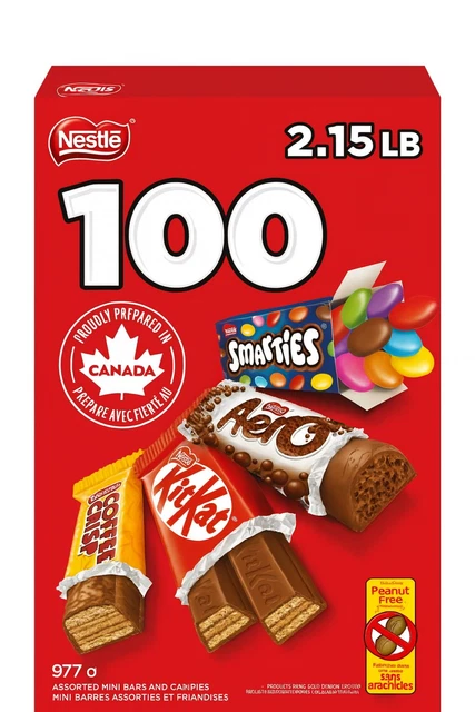 NESTLÉ 100 MINI Bars Variety Pack - Smarties Kit-Kat Coffee Crisp Aero ...