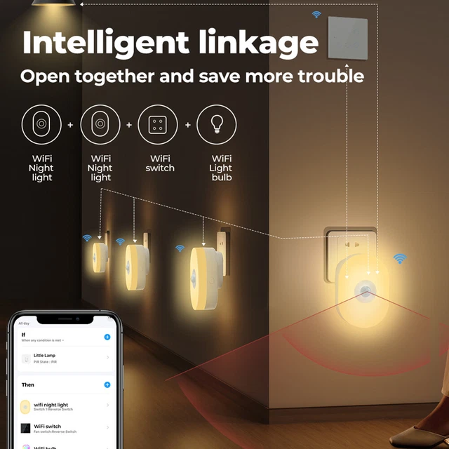 WIFI TUYA SMART LED Night Light Motion Sensor Lamp Voice Control (EU) £ ...