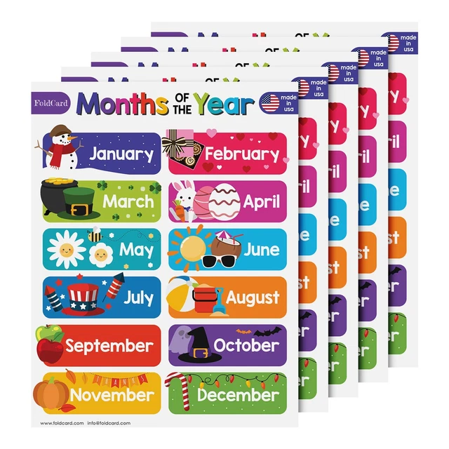 MONTHS OF THE Year Educational Poster Learning Chart Classroom, 8.5 x ...