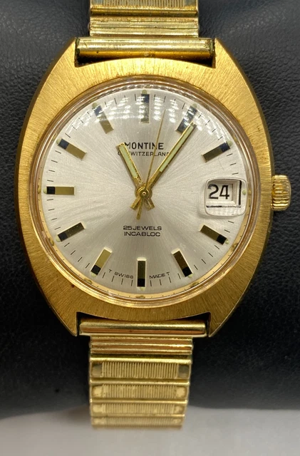 MONTINE OF SWITZERLAND Gold Tone Gents Automatic Vintage 1970s Watch ...