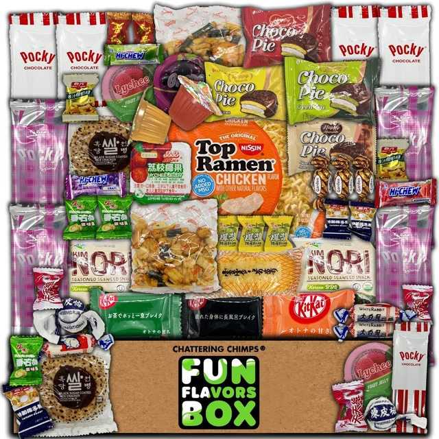 ASIAN TASTY SNACK Box Ultimate 50 Count Variety Candy Treat Care ...