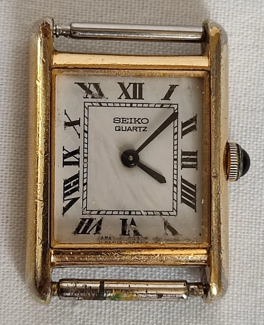 VINTAGE SEIKO GOLD-PLATED Tank Style Quartz Watch Roman Numerals- Spares/Repair £14.99 - PicClick UK