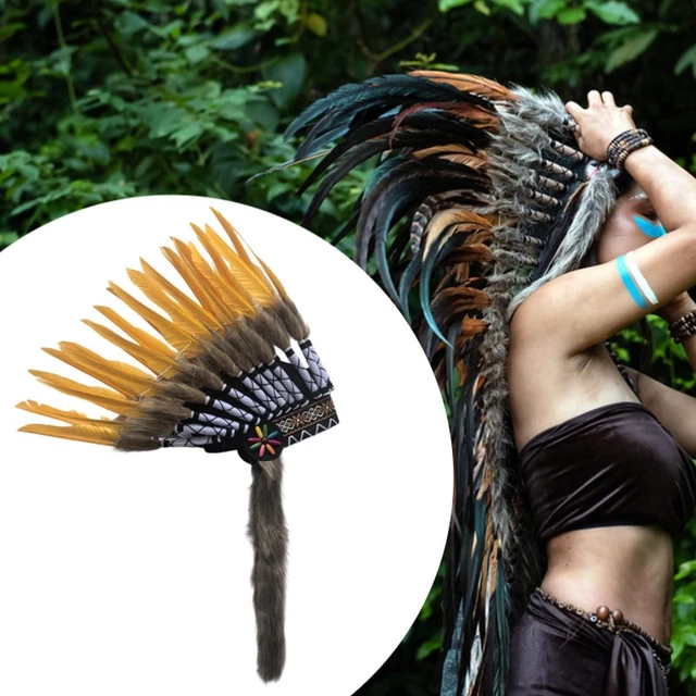 FEATHER HEADDRESS ADULTS Indian Headdress for Role Playing Dance Fancy Dress £21.30 - PicClick UK