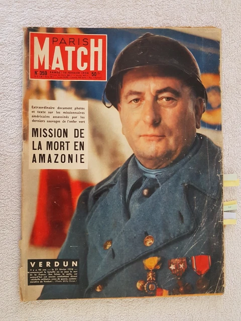 PARIS MATCH N°359 25/2/1956 Verdun Vague De Froid Marilyn Monroe Pub ...