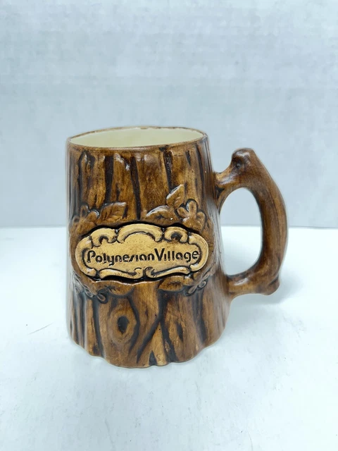 VINTAGE SOUVENIR TREASURE Craft Polynesian Village Tree Trunk Mug $24. ...