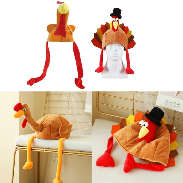 PLUSH TURKEY THANKSGIVING Turkey Hat Novelty Cooked Chicken Costume ...