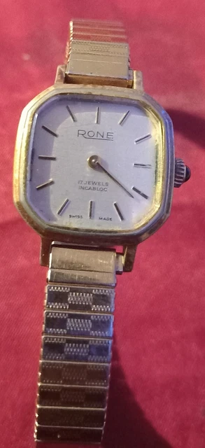 VINTAGE RONE SWISS Made Ladies Watch 17 Jewels Incabloc- Working £15.00 ...