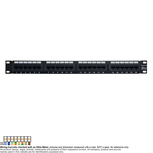 NETWORK PATCH PANEL C5e RJ45 24-Port 1U Rackmount Monoprice UPC ...