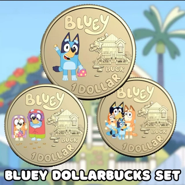 LIMITED EDITION BLUEY 3-Coin Set - Exclusive 2024 $1 Dollarbucks ...