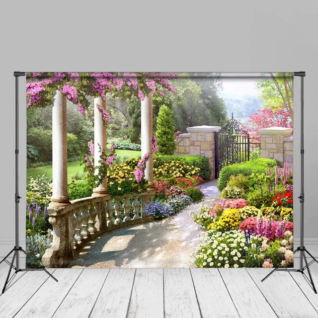 FLORAL GARDEN GREEN Plants Iron Gate Spring Backdrop $36.09 - PicClick AU