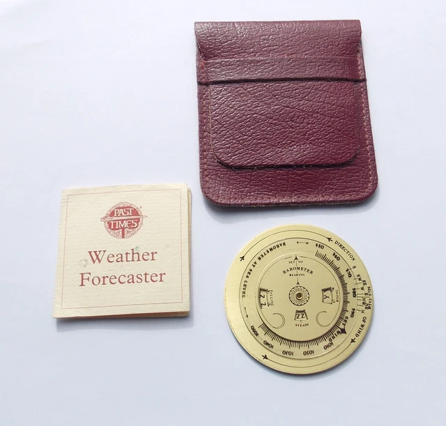 PAST TIMES POCKET Weather Forecaster Barometer. Leather Case ...