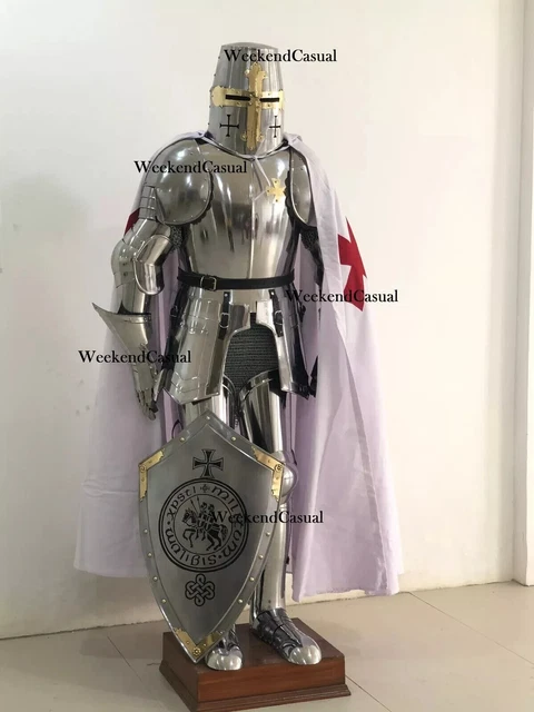 MEDIEVAL TEMPLAR ARMOR Suit Wearable Crusader Knight Combat Full Body ...
