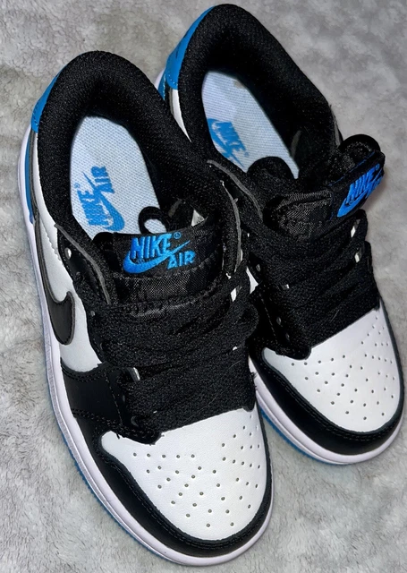NIKE AIR JORDAN 1 Low Retro OG (GS) UNC/Blu polvere top basso taglia ...