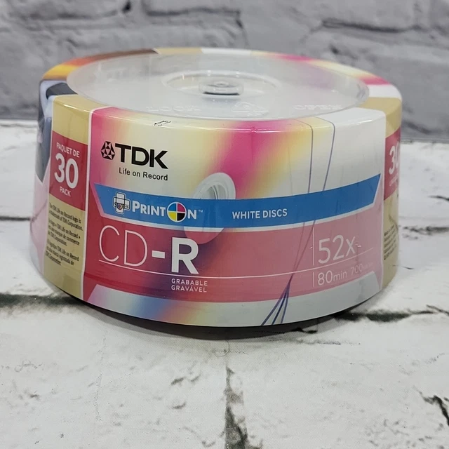 TDK 30 PACK CD-R Discs (CDR80 52X ) - White Printable Discs $19.99 ...