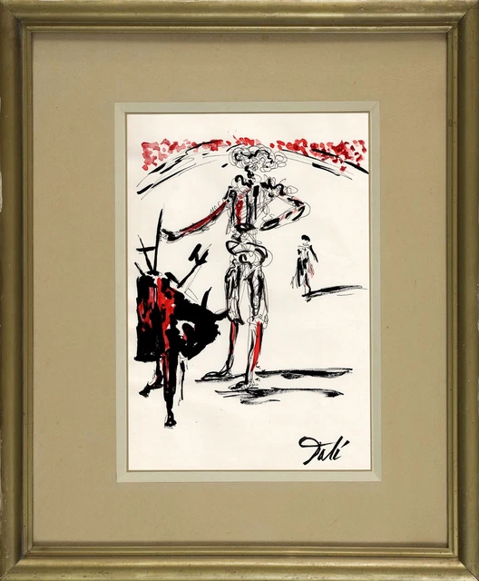 SALVADOR DALI - old sketch WATERCOLOR - GREAT ART !!! $70.05 - PicClick CA