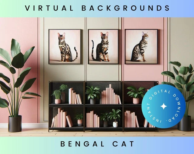 BENGAL CAT PINK Zoom Backgrounds £3.88 - PicClick UK