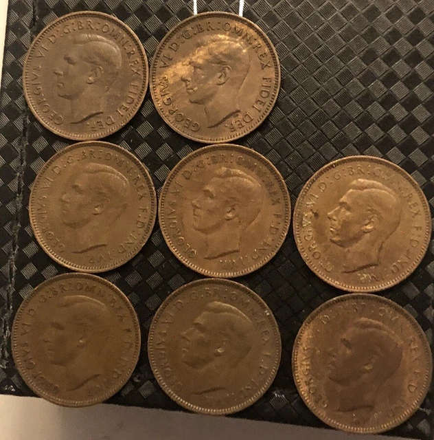 BULK LOT OF 8 Farthing’s. 1938,2+1942,1945,1947,2+1951 Coins. Great ...