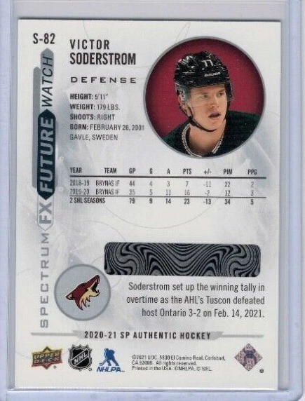 MONTRE AUTHENTIQUE 2020-21 SP Victor Soderstrom Future Spectrum FX ...
