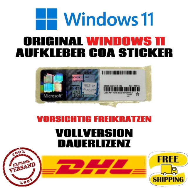 WINDOWS 11 PRO Key OEM Lizenz Aufkleber Sticker Dauerlizenz EUR 12,99 ...