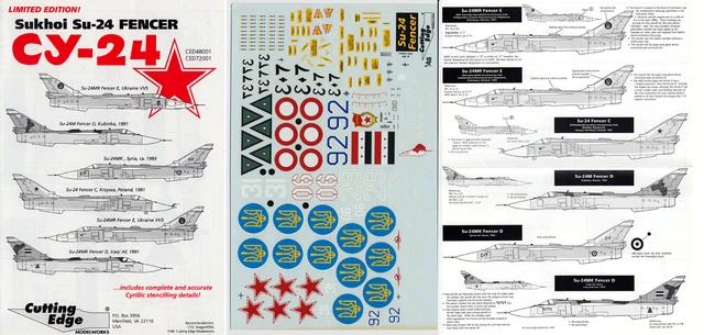 CUTTING EDGE MODELWORKS 1/48th Sukhoi Su-24 #CED48001 decals £6.95 ...