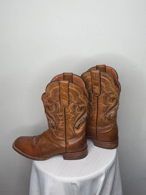 TEXAS COUNTRY MEN’S Brown Leather Western Boots Square Toe US 7 MX 26 ...